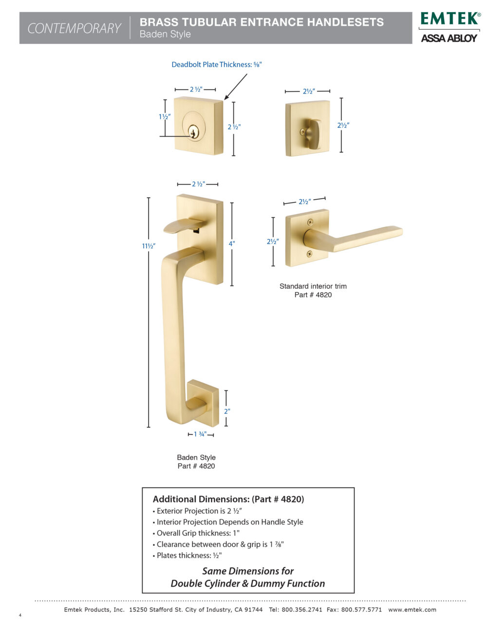 Emtek Baden Tubular Entry Set - Canada Door Supply