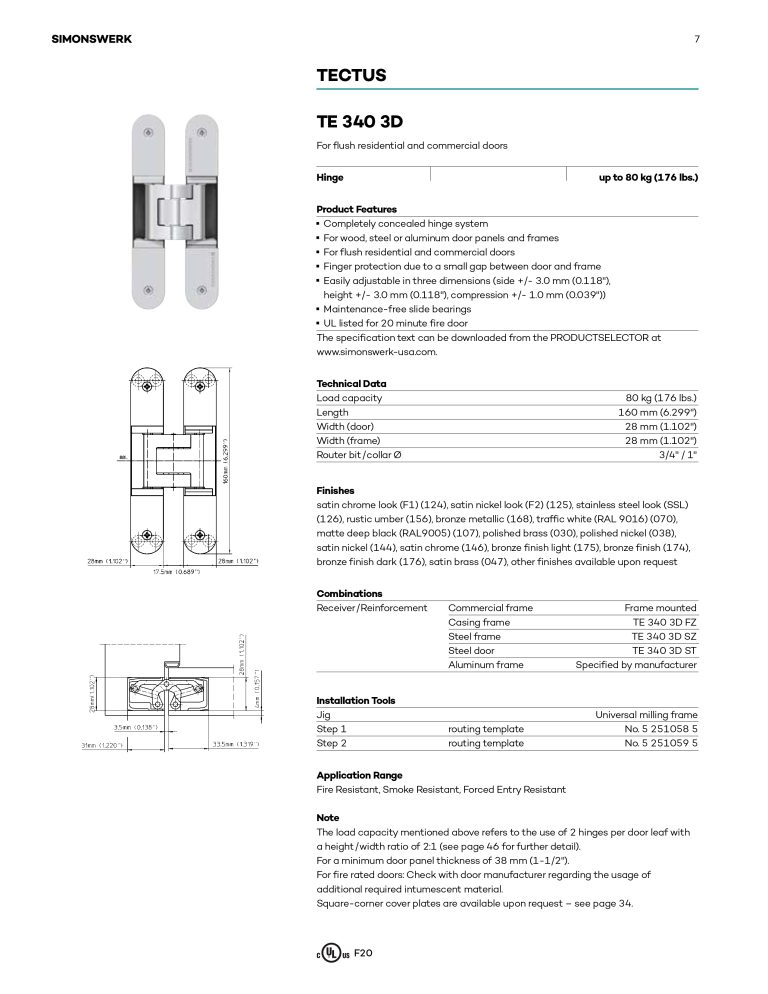 Tectus TE 340 3D Residential Concealed Hinges - Canada Door Supply