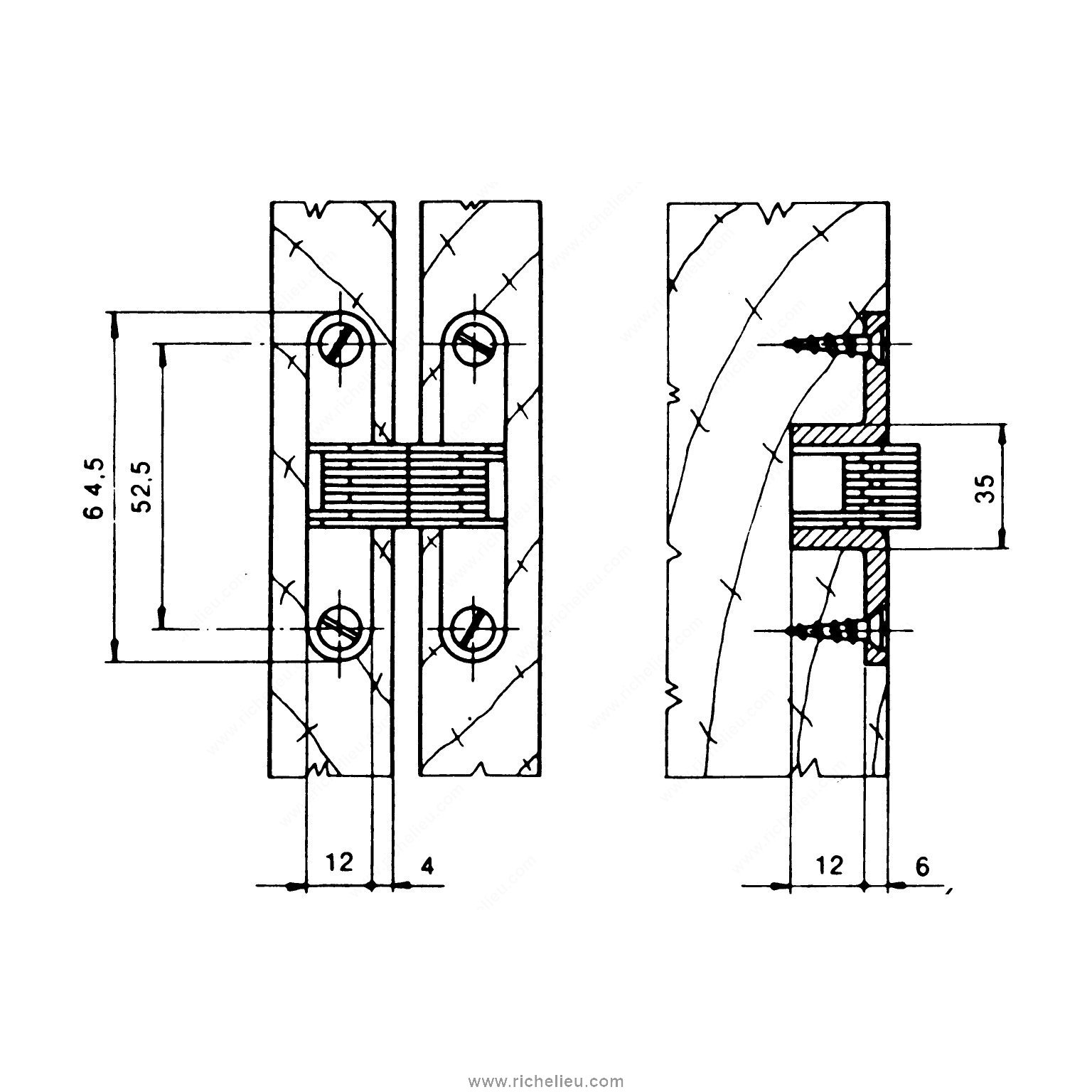 Richelieu Plastic Concealed Hinge with 180° Opening Angle - Canada Door ...