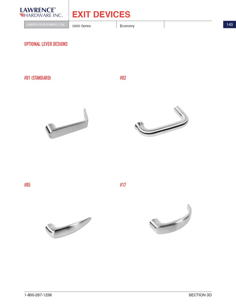 Lawrence Hardware 58L Series Escutcheon Levers for 5000 Series Rim Exit ...