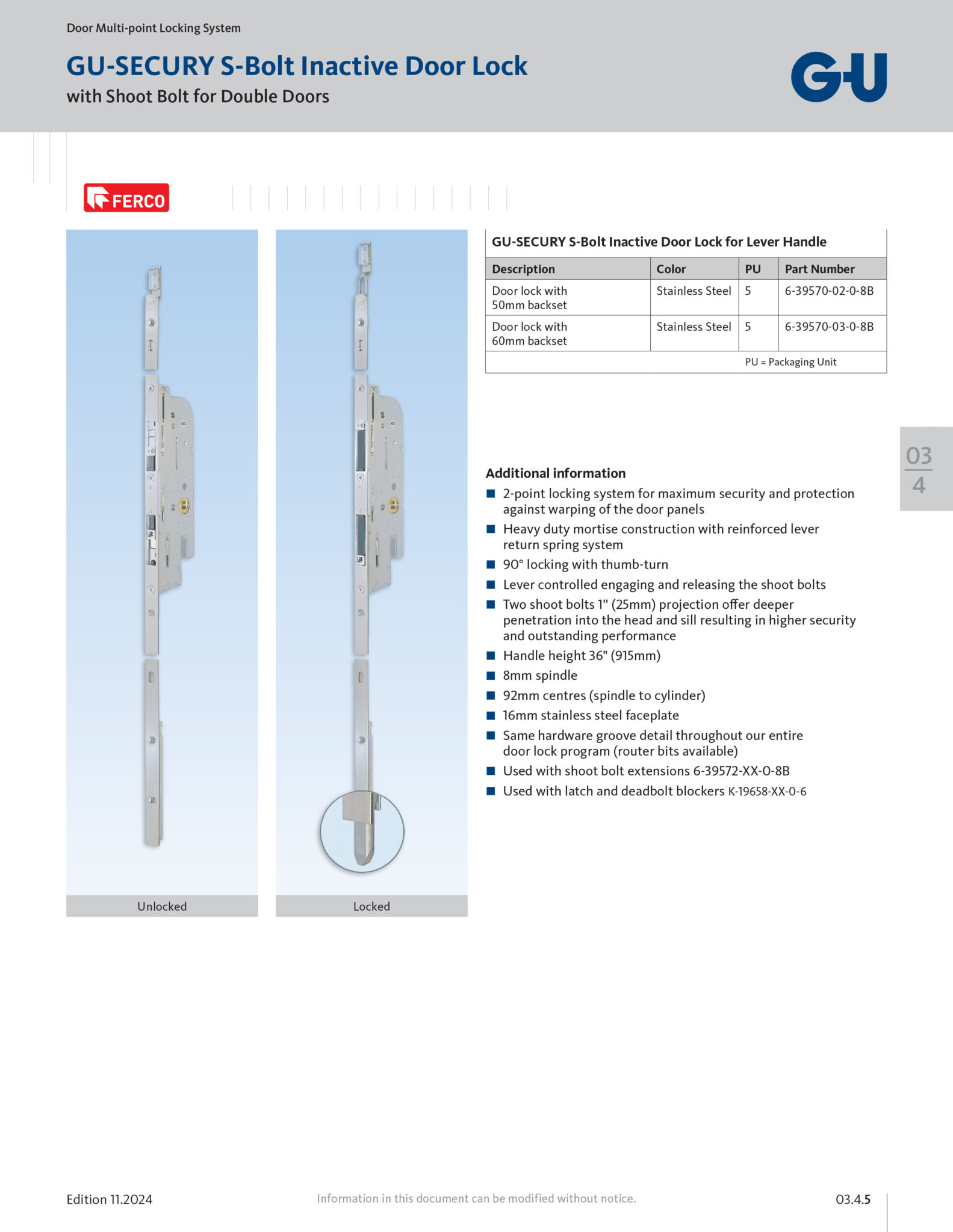 Ferco SECURY S-Bolt Inactive - Canada Door Supply